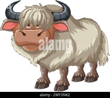 Vector graphic of a smiling, stylized yak character Stock Vector Image ...