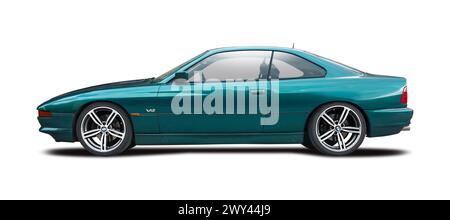 BMW 4 Series Coupe car, side view isolated on white background Stock ...
