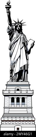classic stylized statue of liberty vector illustration isolated on ...