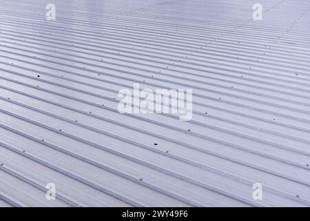 View of corrugated metal deck roof system ready to be installed on a ...