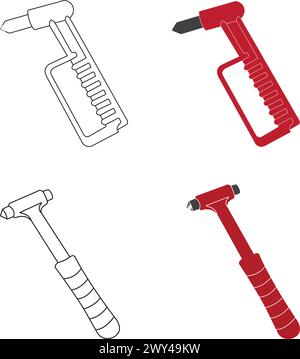 Emergency Hammer Break Glass Window Shatter Escape Exit Black White ...