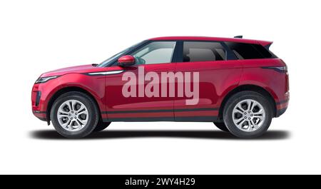 Range Rover SUV car side view isolated on white background Stock Photo ...