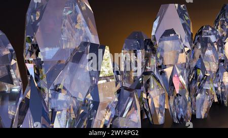 3d rendering of Quartz crystal, it is a hard, crystalline mineral made ...