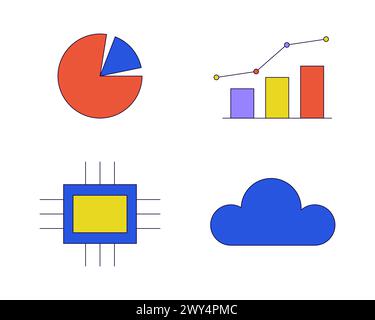 Chart graph technology 2D linear cartoon objects set Stock Vector Image ...
