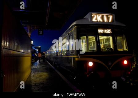SVR class 108 DMU diesel locomotive arrives at Highley station on the ...