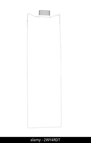 Vector illustration linear, tetrapack of milk or juice, drawn line ...