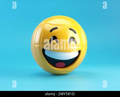 Smilie face volleyball ball emoji 3d render happy Stock Photo - Alamy