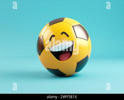 Smilie face football soccer ball emoji 3d render happy Stock Photo - Alamy