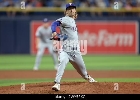 Texas Rangers starting pitcher Jacob deGrom during a baseball game ...
