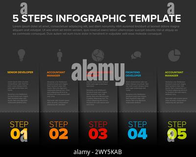 Vector Five simple slips of paper as steps progress template with ...