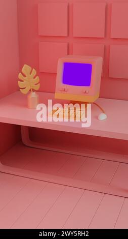 Monochrome Elegance: A Coral Workstation with a Retro Twist Stock Photo ...