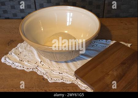 Traditional mixing bowls making bread and cake mixture traditional ...