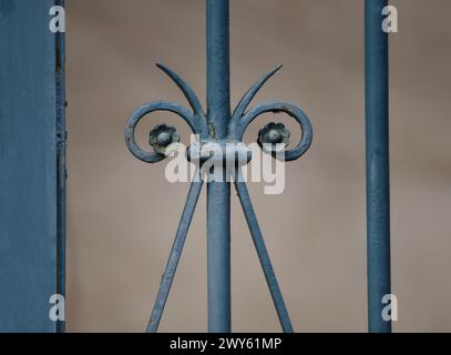 Antique customized light blue wrought iron entrance gate in Bergheim ...