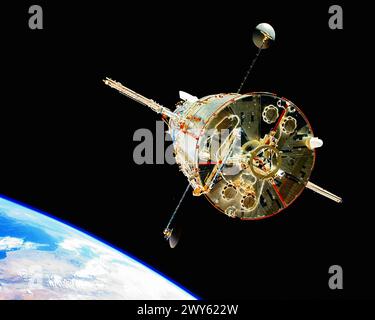 Hubble Telescope, space instrument. Digital enhancement of an image by ...