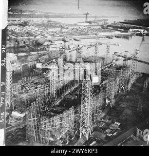 Northern Ireland, Belfast: Harland and Wolff's shipyard with the two ...