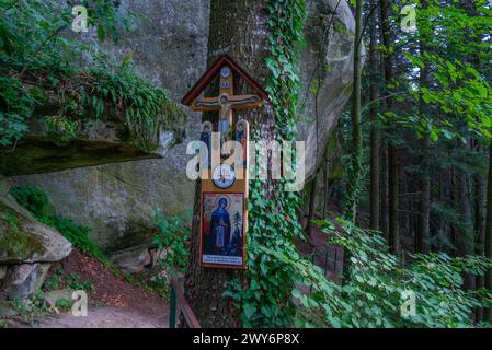 Sihla monastery during a cloudy day in Romania Stock Photo - Alamy