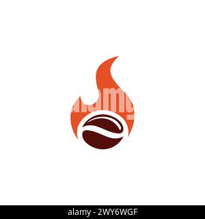 Fire flame hot roasted coffee logo design. Hot coffee shop logo with ...