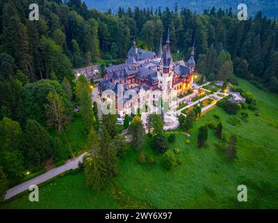 Sunrise view of Peles castle in Romania Stock Photo - Alamy