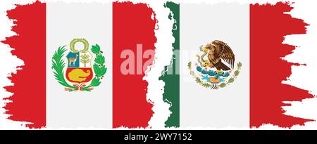 Peru and Mexico grunge flags connection, vector Stock Vector Image ...