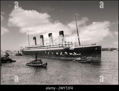 RMS OLYMPIC ocean liner arriving in New York on her maiden voyage on 21 ...