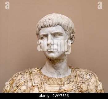 Marble head of Emperor Caligula (AD 12-41) at the Glyptotek museum in ...
