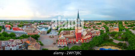 Aerial view of a famous Subotica town hall as a symbol of the city ...