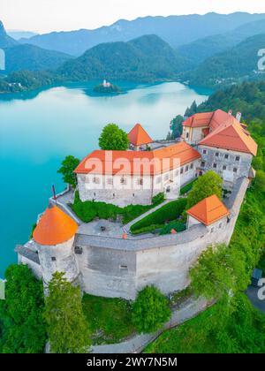Courtyard of the Bled castle in Slovenia Stock Photo - Alamy