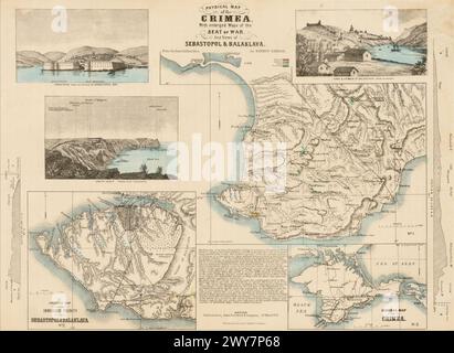 THE CRIMEAN WAR: MAP OF SEBASTOPOL AND BALAKLAVA SHOWING THE POSITION ...