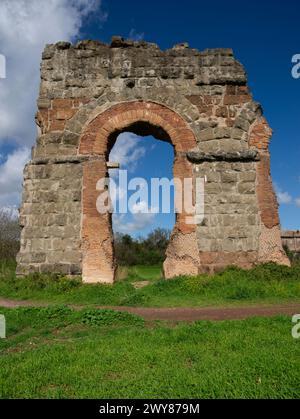 Ruins of the ancient Acqua Claudia aqueduct at Parco degli Acquedotti ...