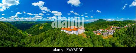 Aerial view of Turjak castle in Slovenia Stock Photo - Alamy