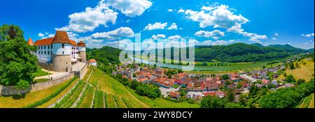 Aerial view of Sevnica village in Slovenia Stock Photo - Alamy