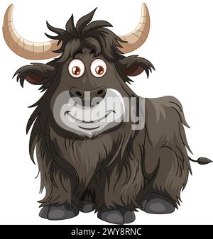 Vector illustration of a happy, fluffy yak character Stock Vector Image ...