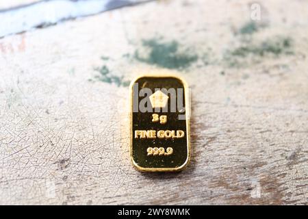Fine gold bar (goldbar), produced by PT Aneka Tambang (Antam) Indonesia ...