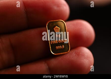 Fine gold bar (goldbar), produced by PT Aneka Tambang (Antam) Indonesia ...