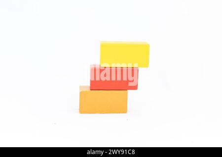 Stack of wooden rectangular blocks on white bcakground Stock Photo - Alamy
