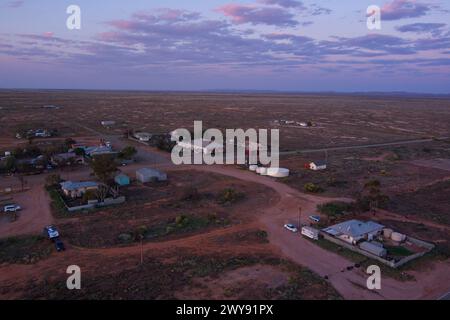 Aerial of the once important railway village of Cockburn which is on ...