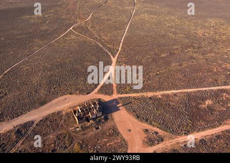 Aerial of former Waukaringa Gold Fields near Yunta South Australia ...