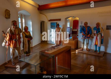 Bled, Slovenia, June 20, 2023: Exposition inside of the Bled castle in ...