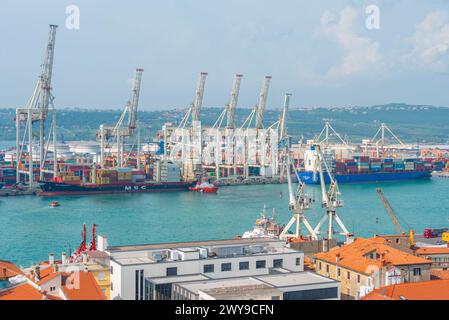 Koper, Slovenia, 23 June 2023: Aerial view of Port of Koper in Slovenia ...