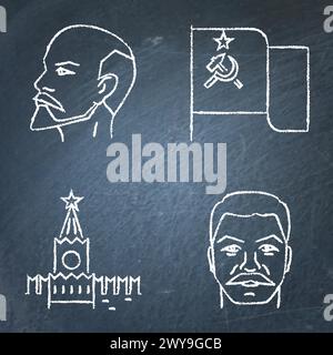 Soviet leaders Lenin and Stalin icon set. Communism, Russian revolution ...