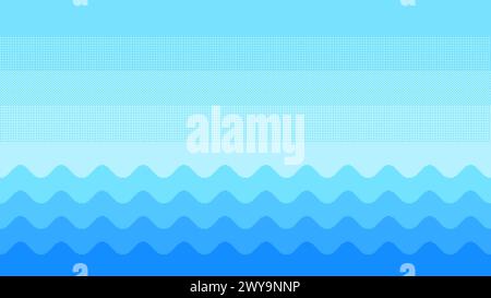 Sea waves pixel art - asset for game. Oceanic surface seamless texture ...
