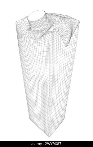 Vector illustration linear, tetrapack of milk or juice, drawn line ...