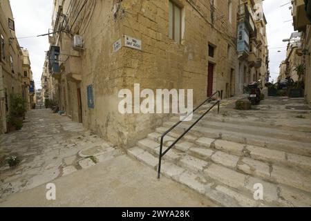Corner with stairs, La Valetta, Malta, Mediterranean, Europe Stock ...