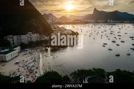 View of Praia da Urca with surrounding Botafogo Bay, UNESCO, between ...