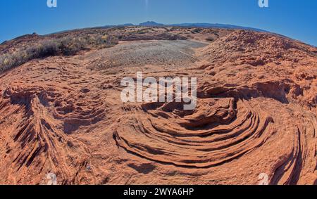 The ripples of fossilized sand dunes in the badlands of Horseshoe Bend ...