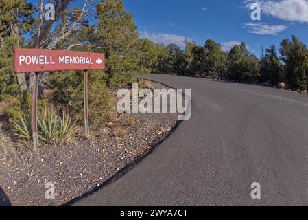 The sign marking the entry pathway to the Powell Memorial from the ...