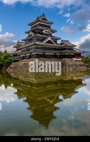 Matsumoto Castle tower reflected in the inner moat Stock Photo - Alamy