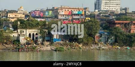India, Kolkata, city riverfront ghat panorama Stock Photo - Alamy
