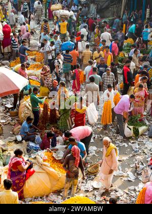 Howrah Bridge Mullick Ghat flower market, Howrah Bridge, Kolkata, West ...