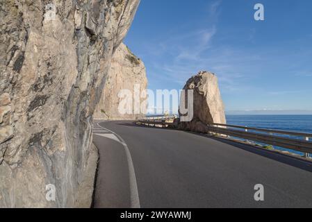 The stunning high altitude cliffside road along the coastline of ...